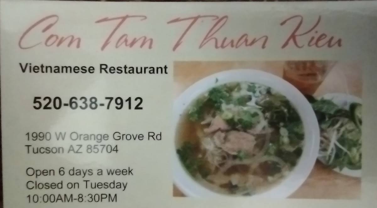 Menu at Com Tam Thuan Kieu Restaurant, Tucson