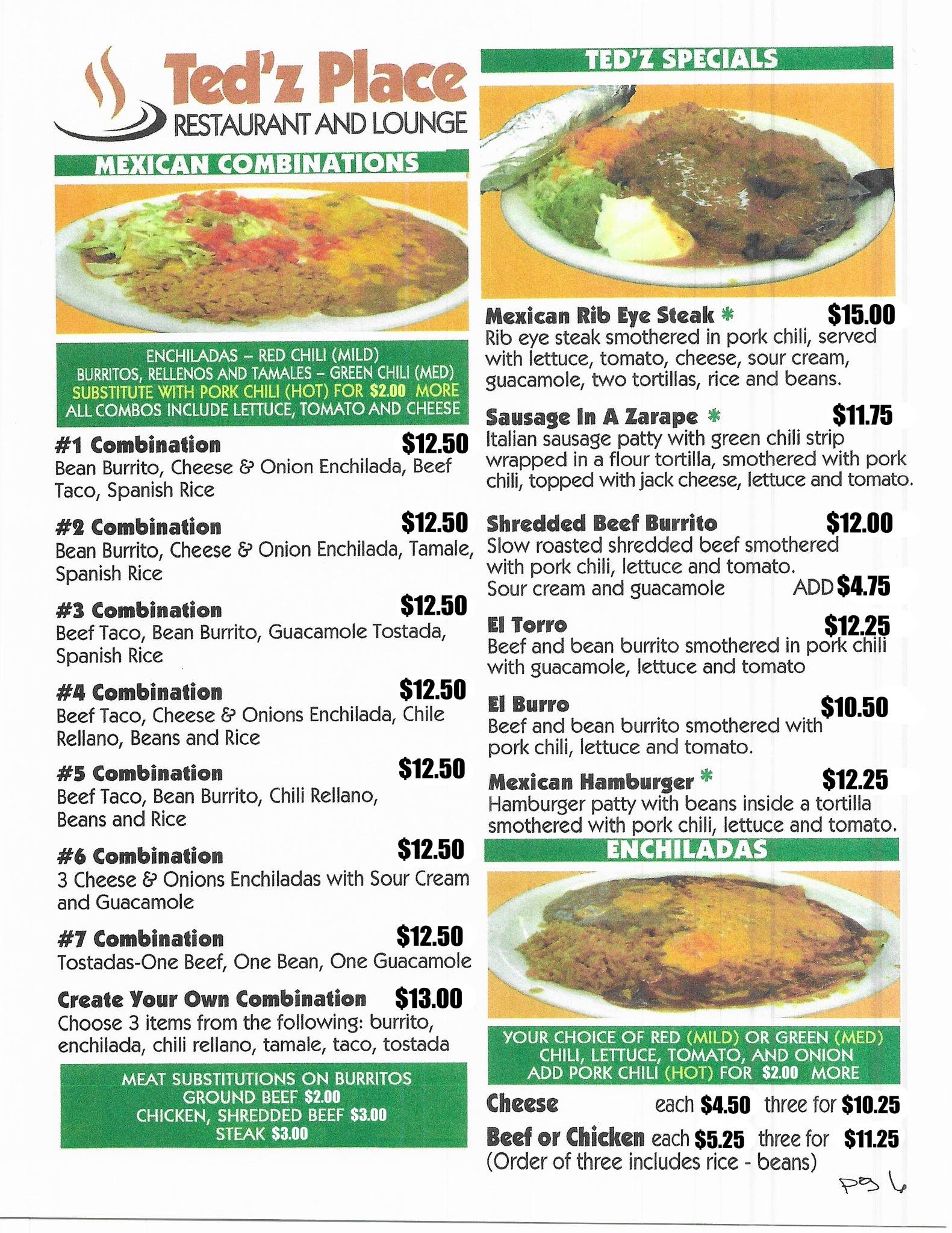 Menu at Ted'z Place Restaurant and Lounge, Commerce City