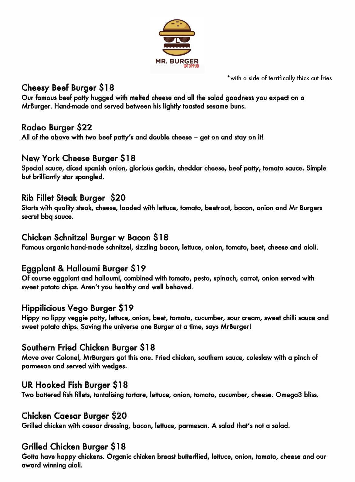 Menu at Commercial Hotel pub & bar, Kyogle