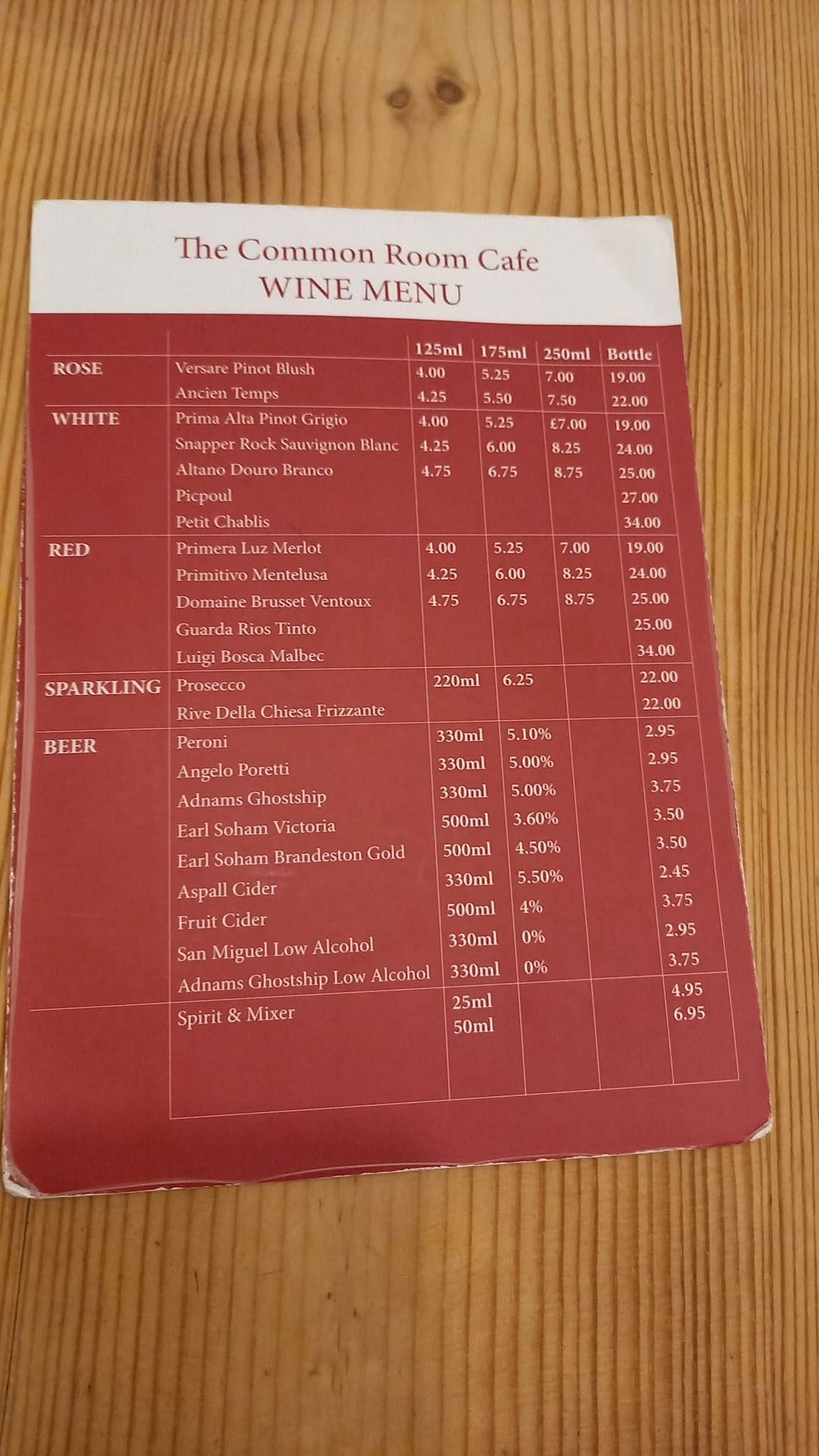 Menu at Common Room Café pub & bar, Framlingham