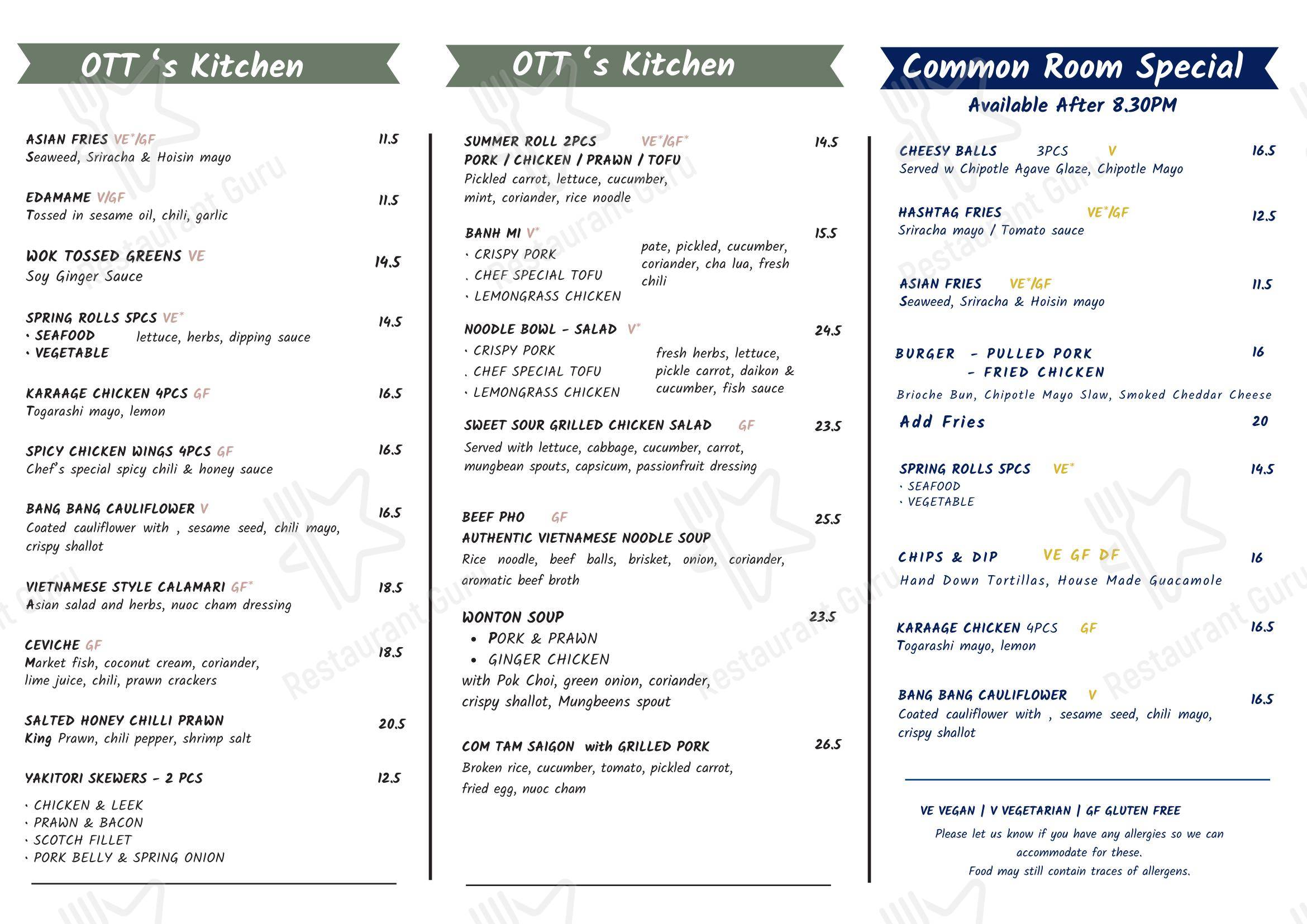 Menu at Common Room pub & bar, Hastings, 227 Heretaunga St E