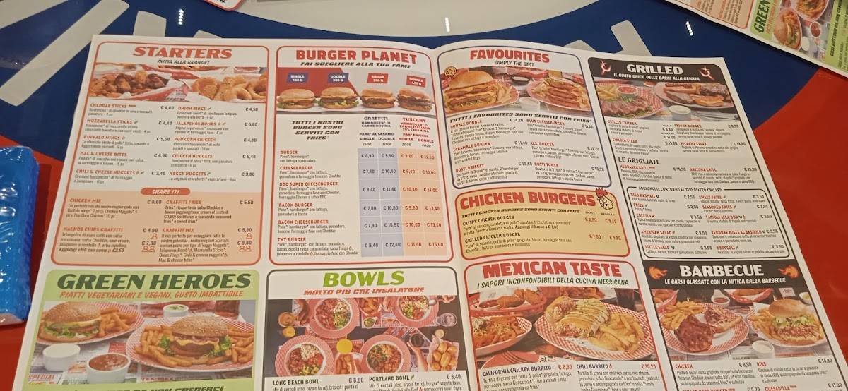 Menu da America Graffiti ristorante, Concorezzo