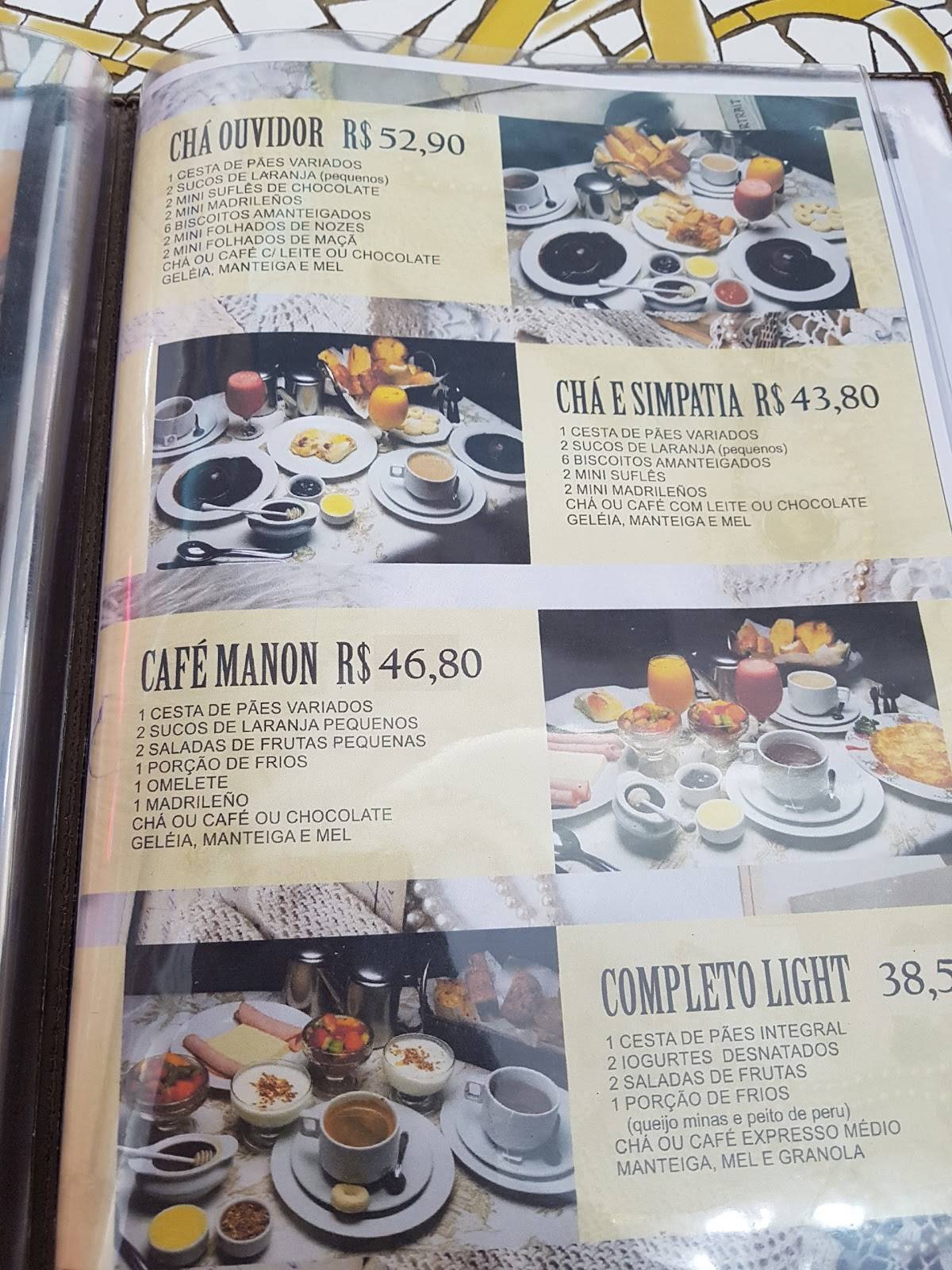 Menu em Confeitaria Manon Ouvidor restaurante, Rio de Janeiro, R. do ...