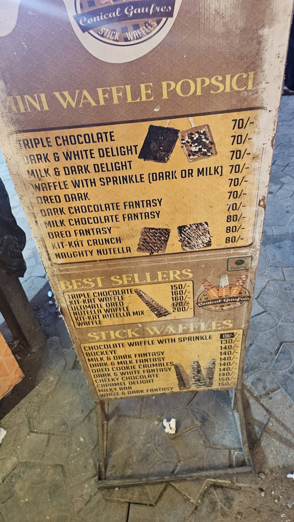 Menu at Conical Gaufres, Hyderabad, 1