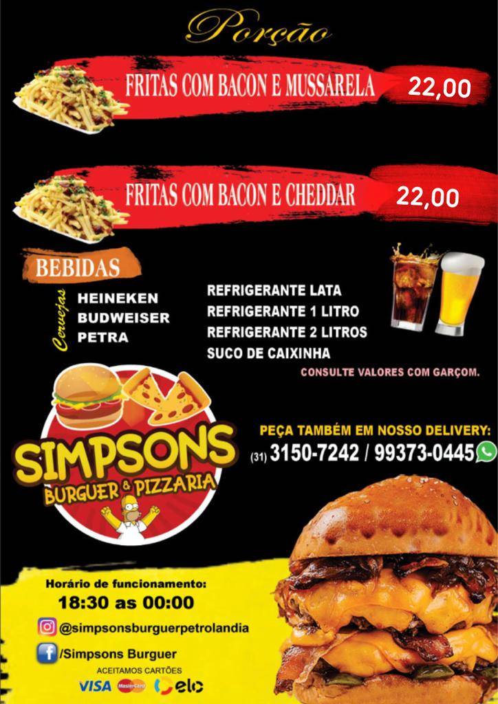 Menu em Simpsons Burger restaurante, Contagem