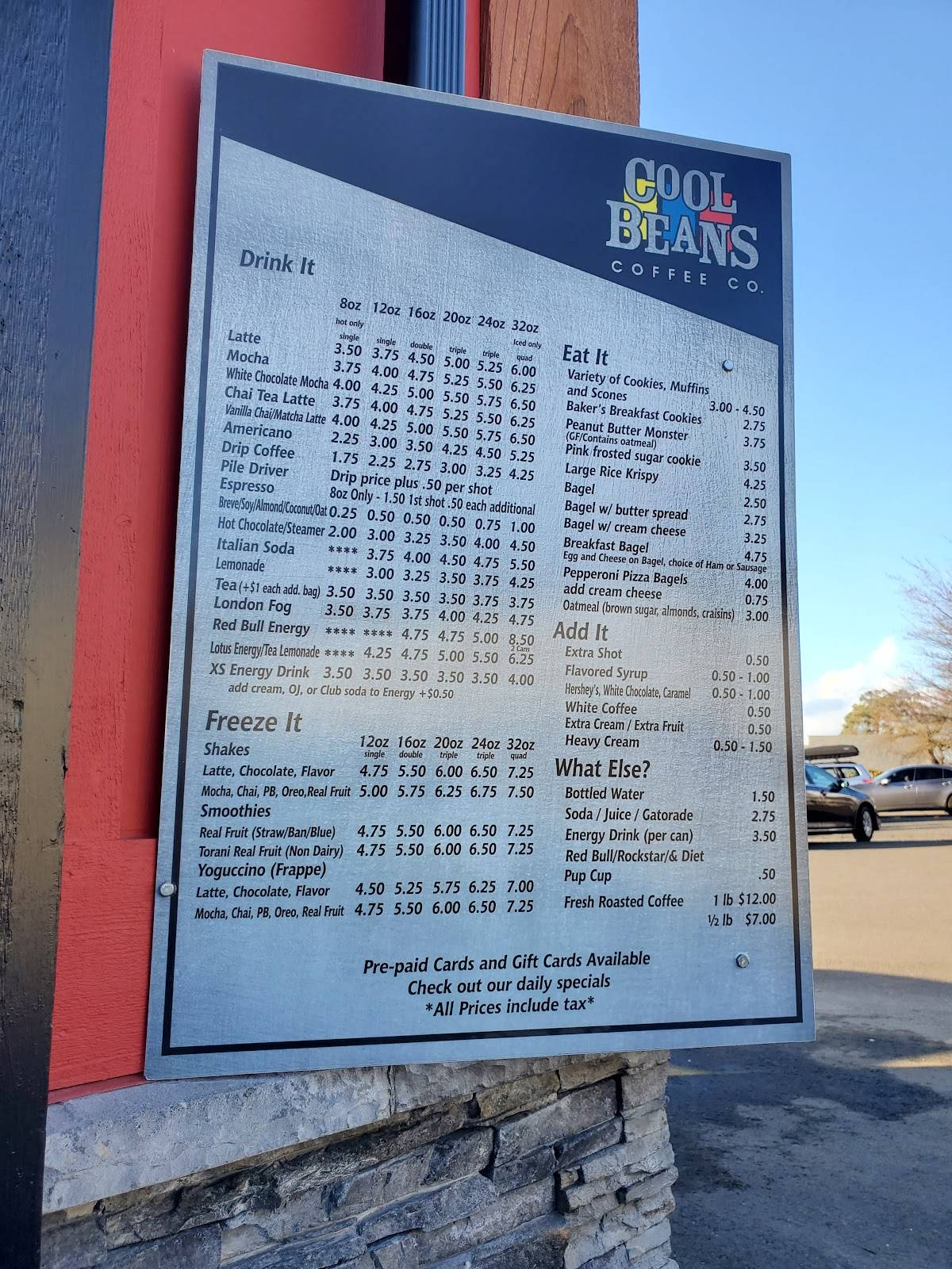 Menu at Cool Beans Coffee, Bellingham, 320 Lakeway Dr