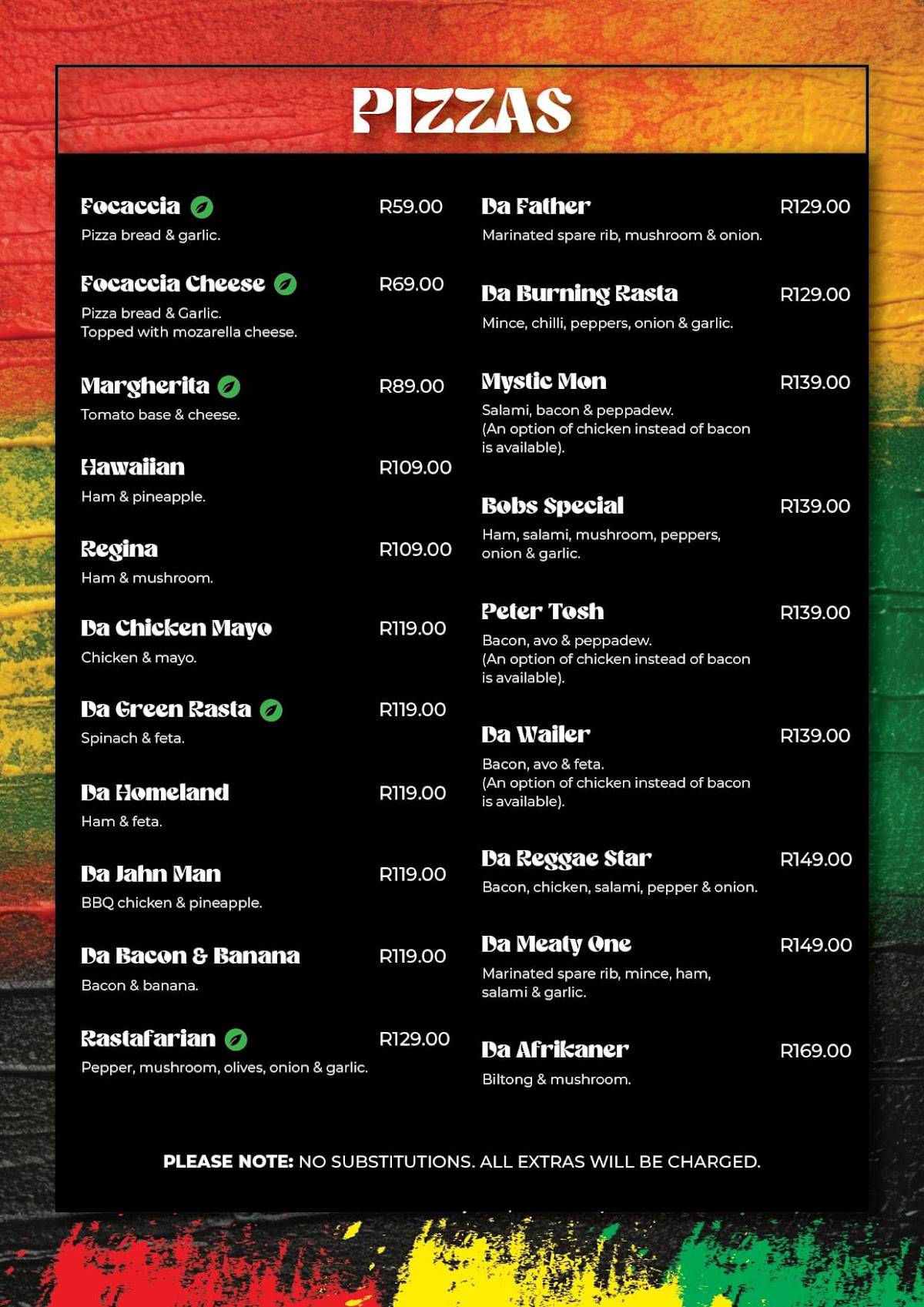 Menu at Cool Runnings Claremont restaurant, Cape Town