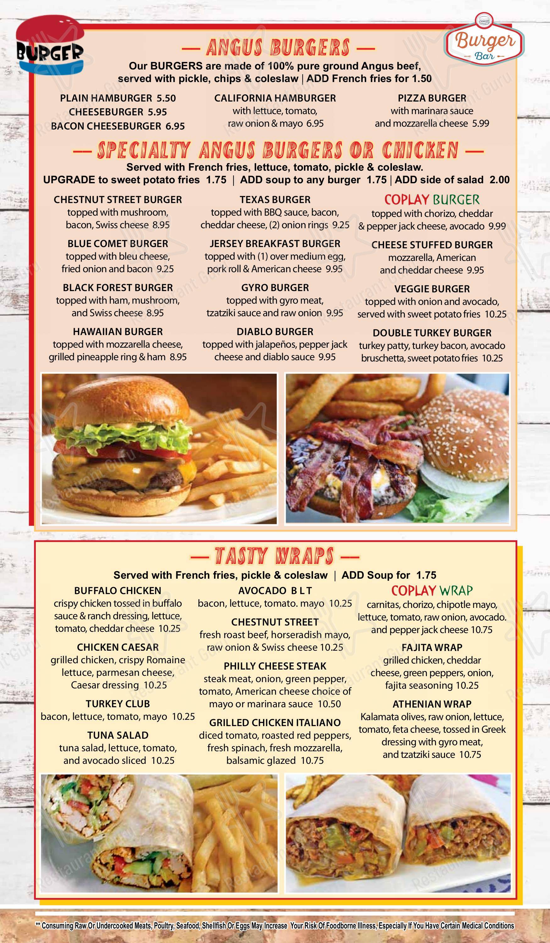 Menu at Coplay Eatery restaurant, Coplay