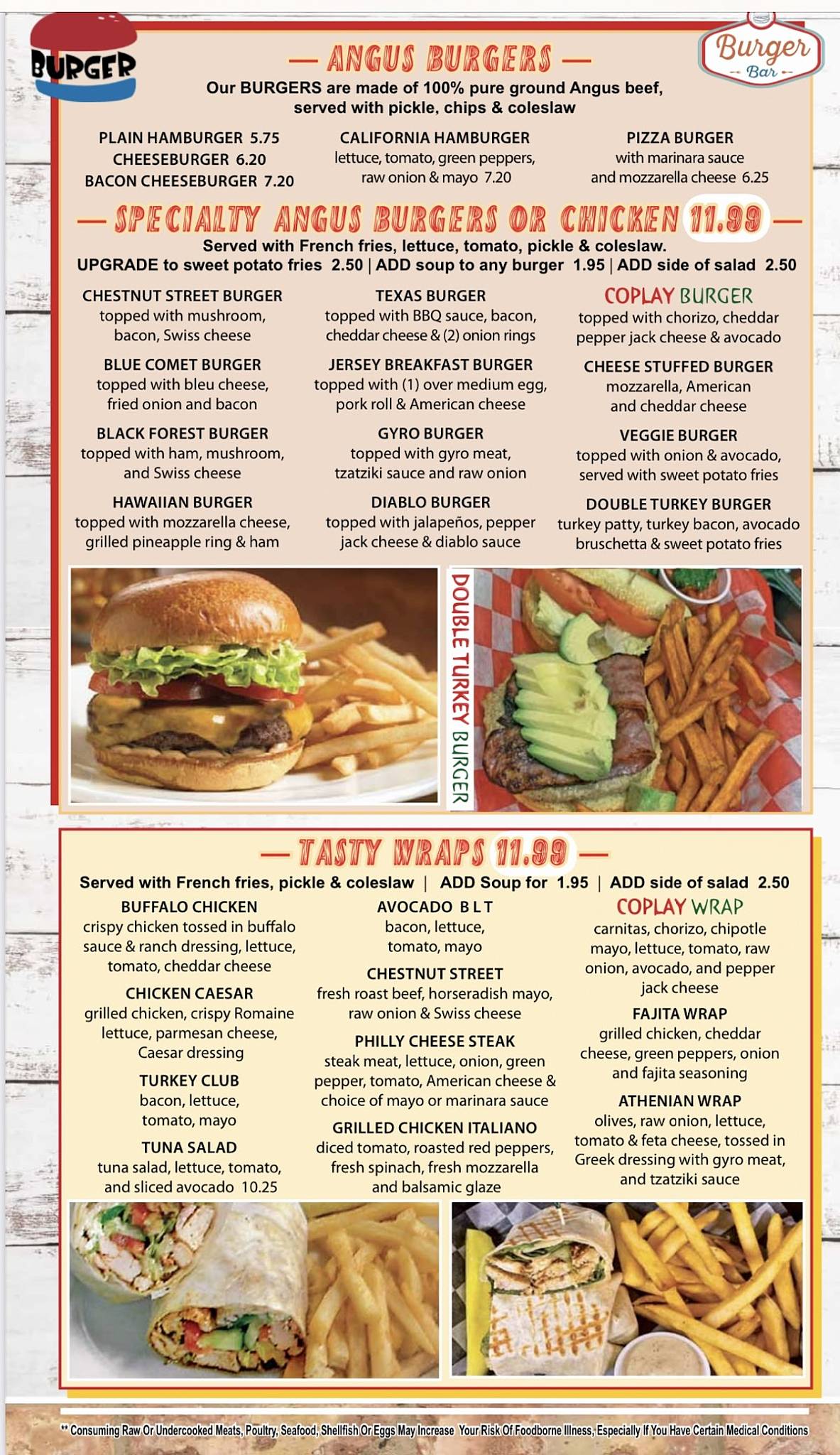 Menu at Coplay Eatery restaurant, Coplay