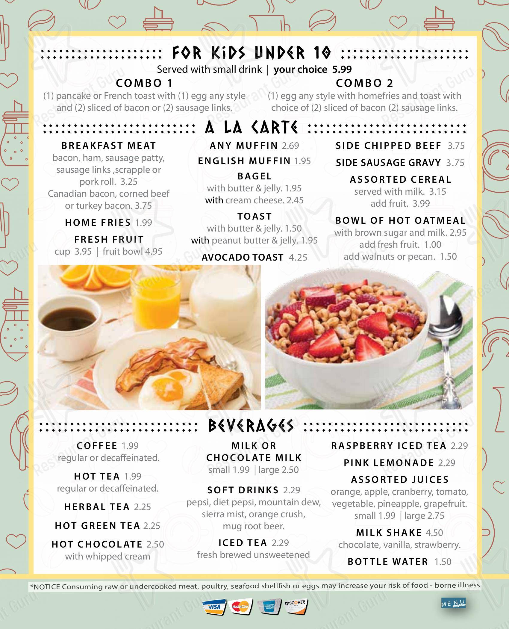 Menu at Coplay Eatery restaurant, Coplay