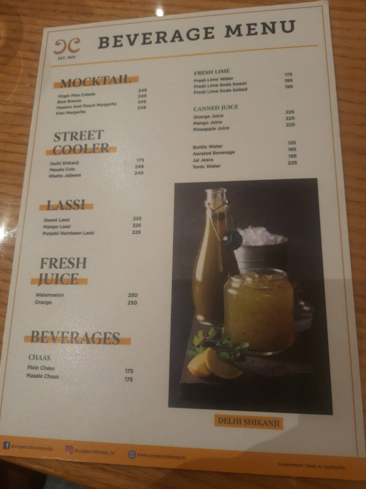 Menu at Copper Chimney, North Indian Restaurant in Malad (Infiniti Mall ...