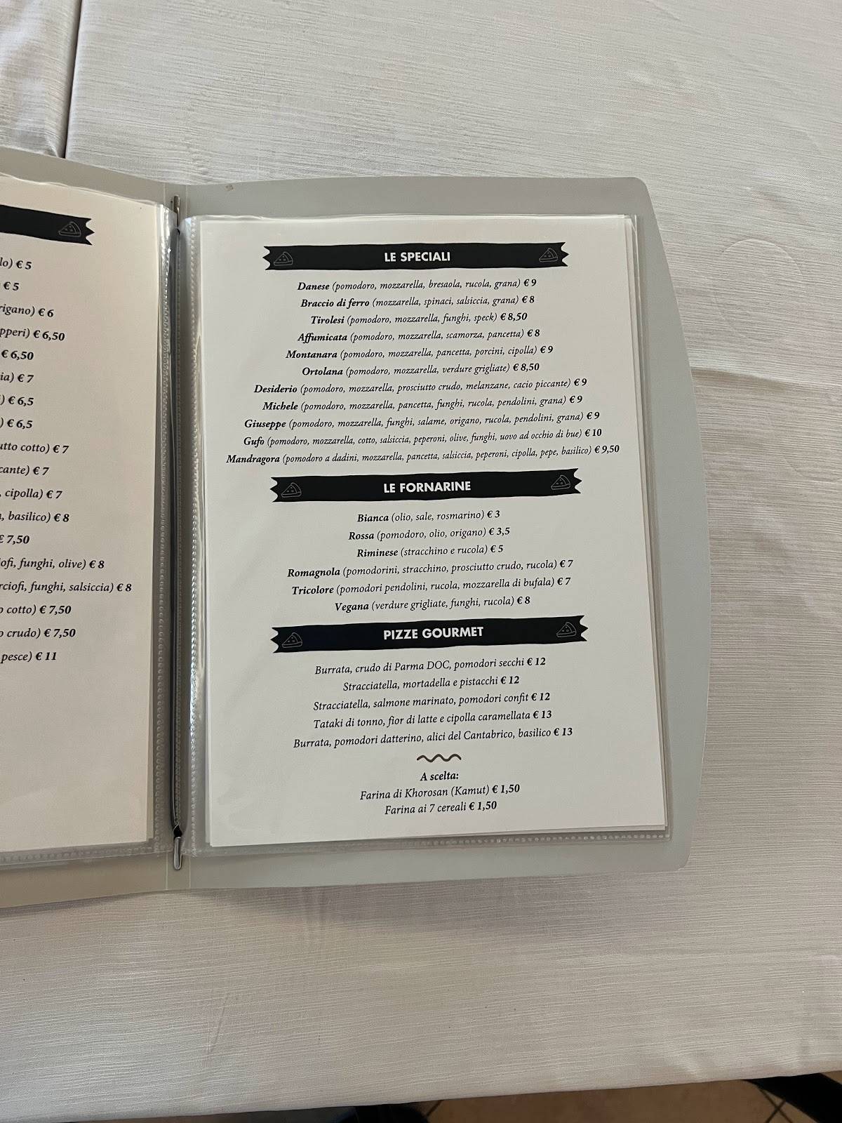 Menu da Tre sorelle ristorante, Coriano