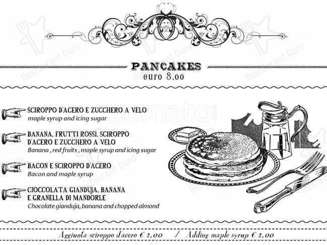 Menu at Coromandel restaurant, Rome