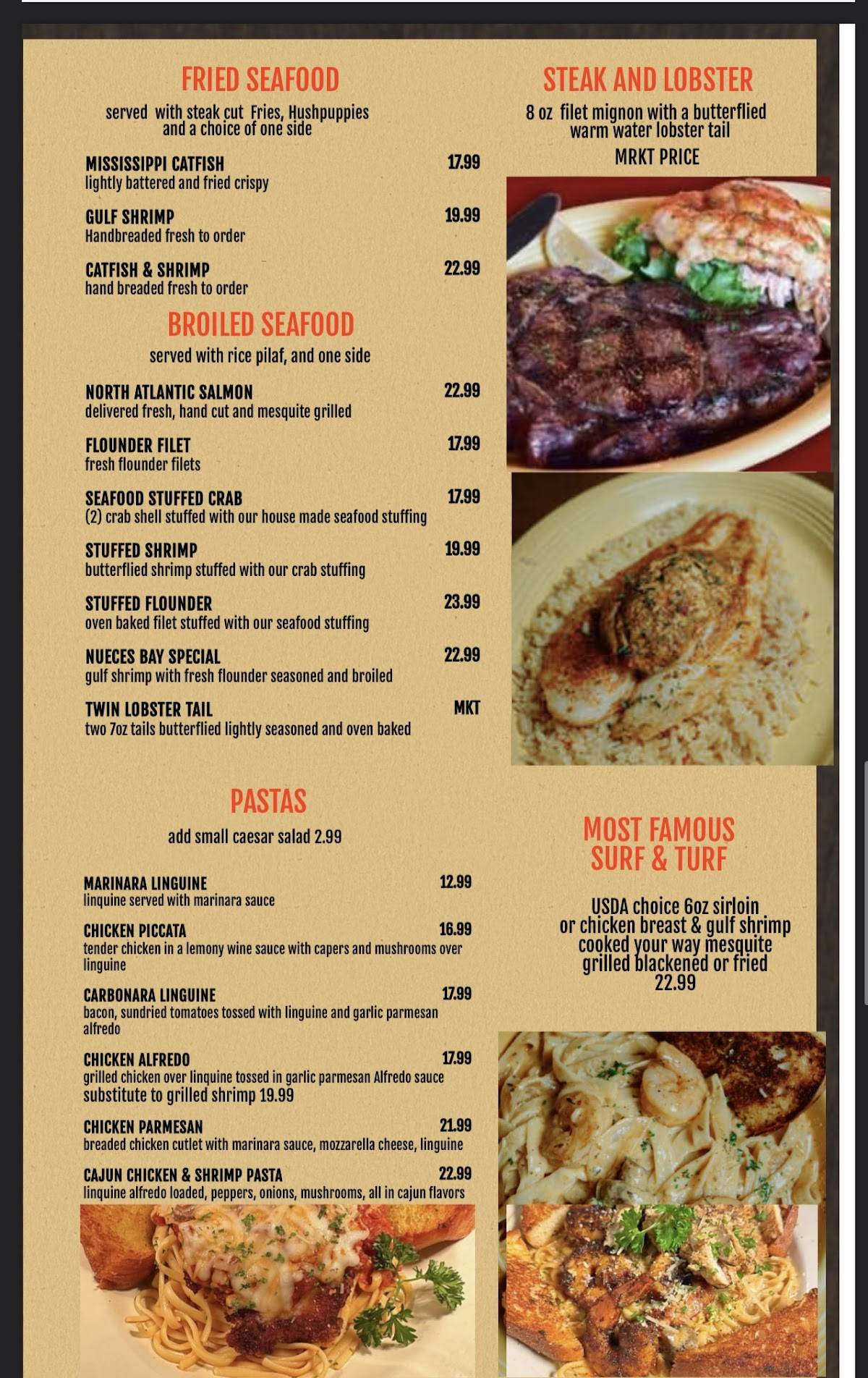 Menu at Texas Flame Steakhouse, Corpus Christi