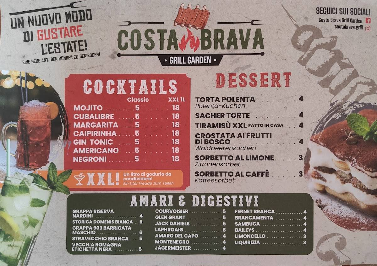 Menu at Costa Brava Grill Garden restaurant, Bevazzana