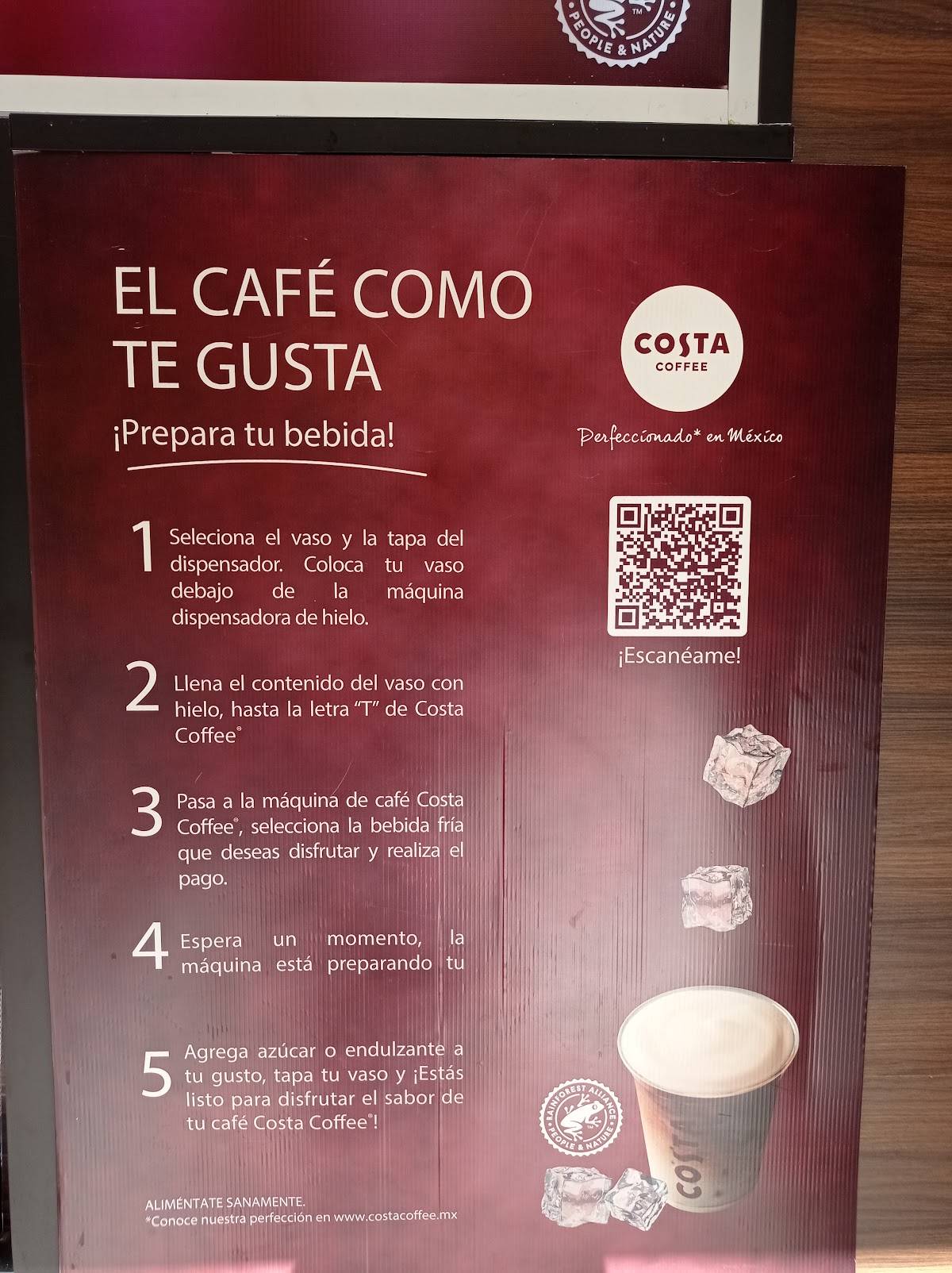 Menu at Costa Coffee, Monterrey