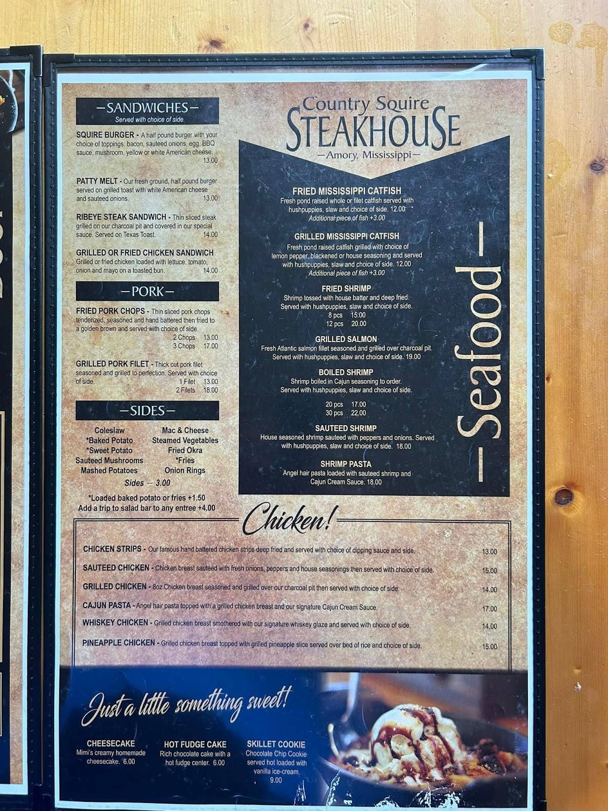 Menu at Country Squire BBQ, Amory, MS-371