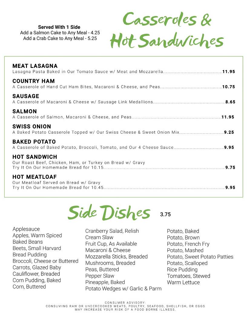 Menu at County Line Restaurant, Richfield