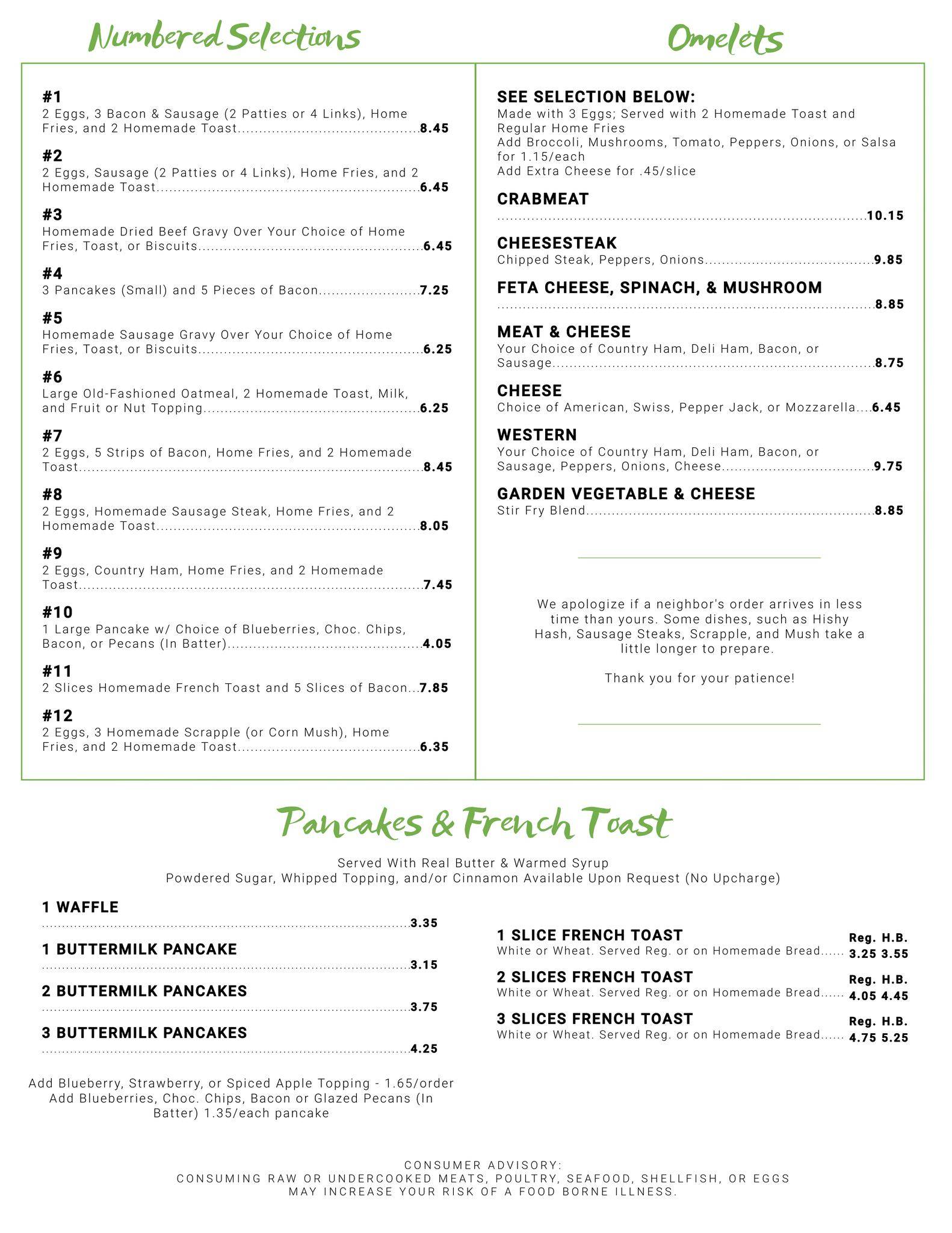 Menu at County Line Restaurant, Richfield