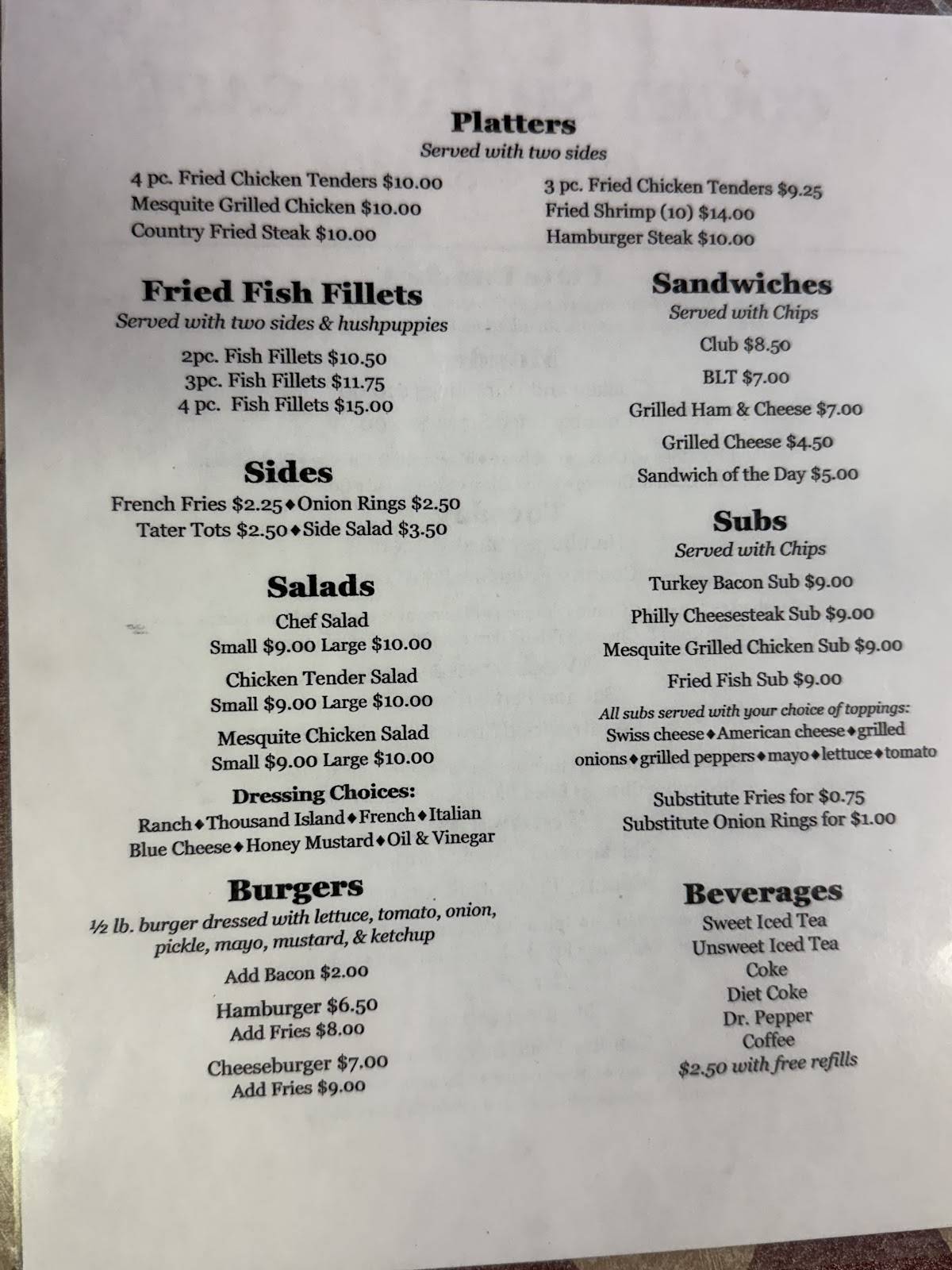 Menu at Court Square Cafe, Covington, 132 W Liberty Ave