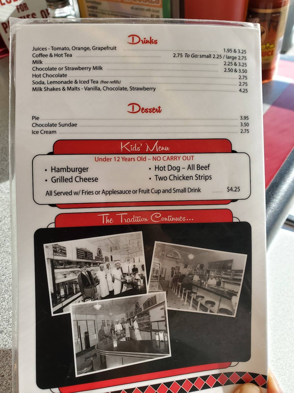 Menu at Courtesy Diner restaurant, St. Louis, Hampton Ave