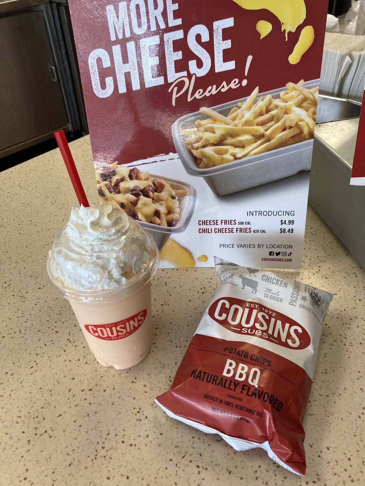 Menu at Cousins Subs fast food, West Allis, W Oklahoma Ave