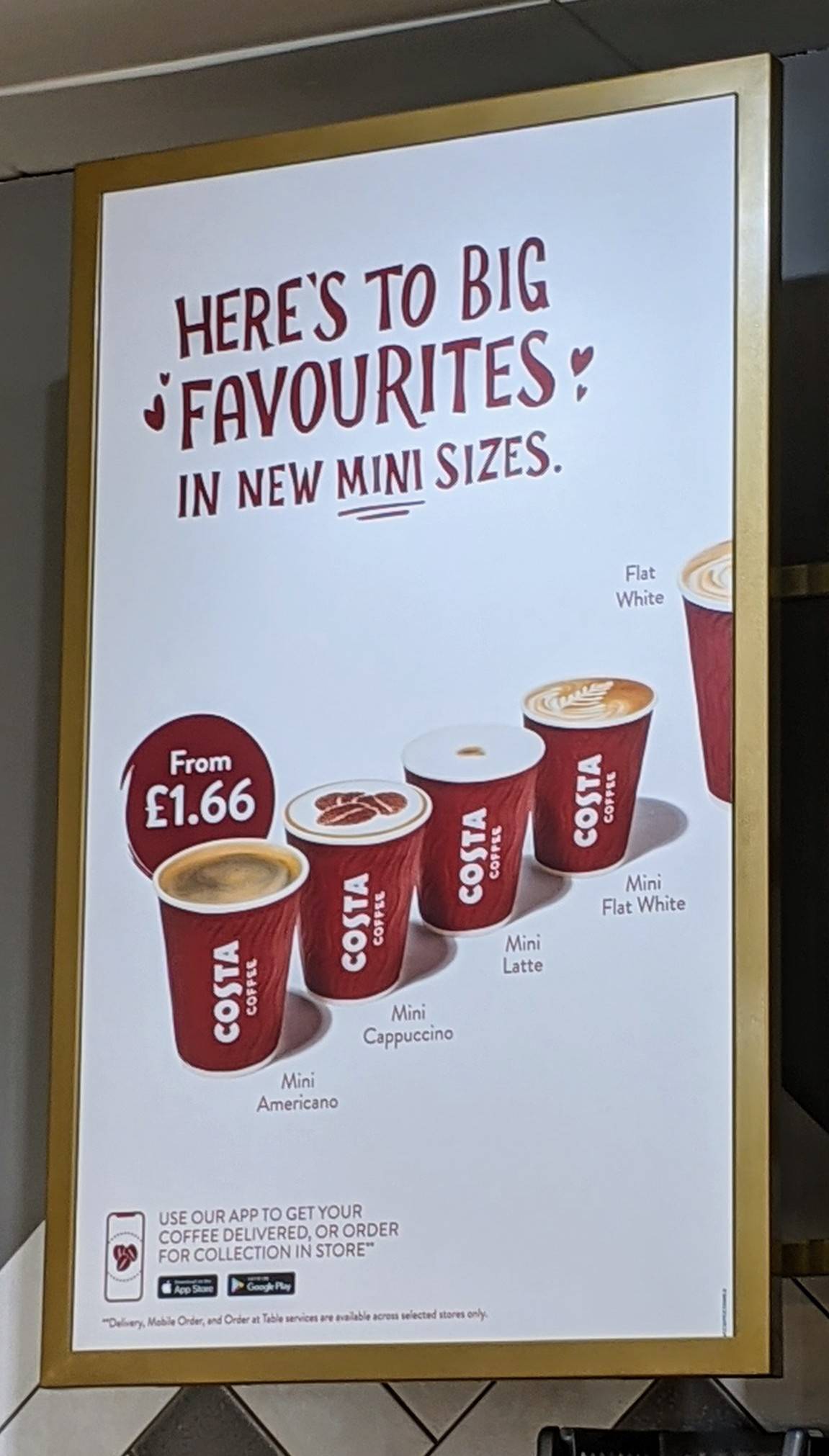 Menu at Costa Coffee, Coventry, 22
