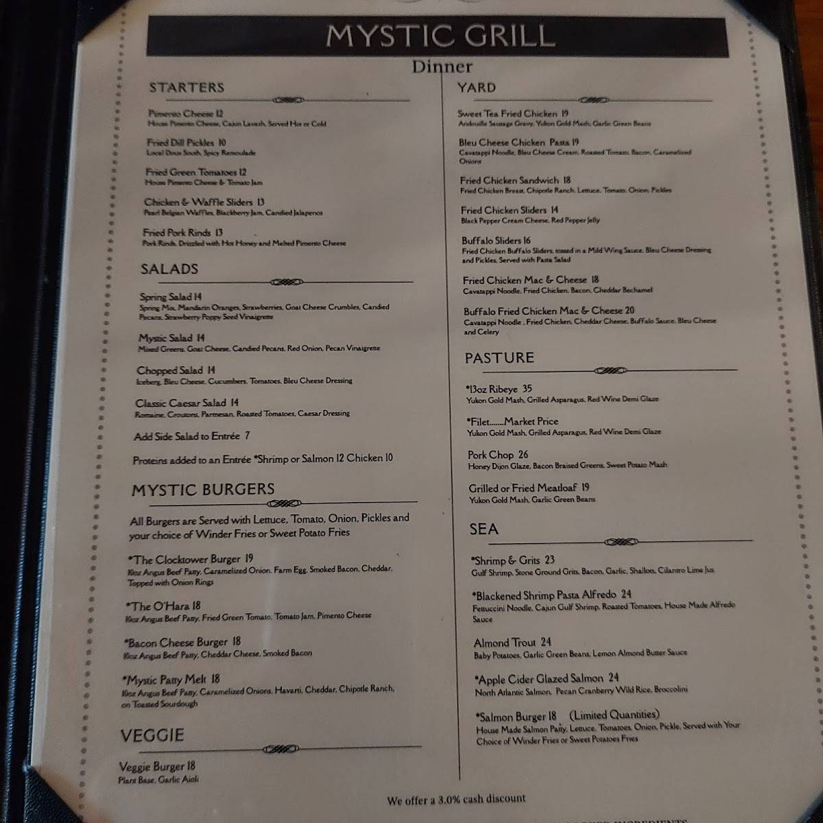 Menu at Mystic Grill pub & bar, Covington