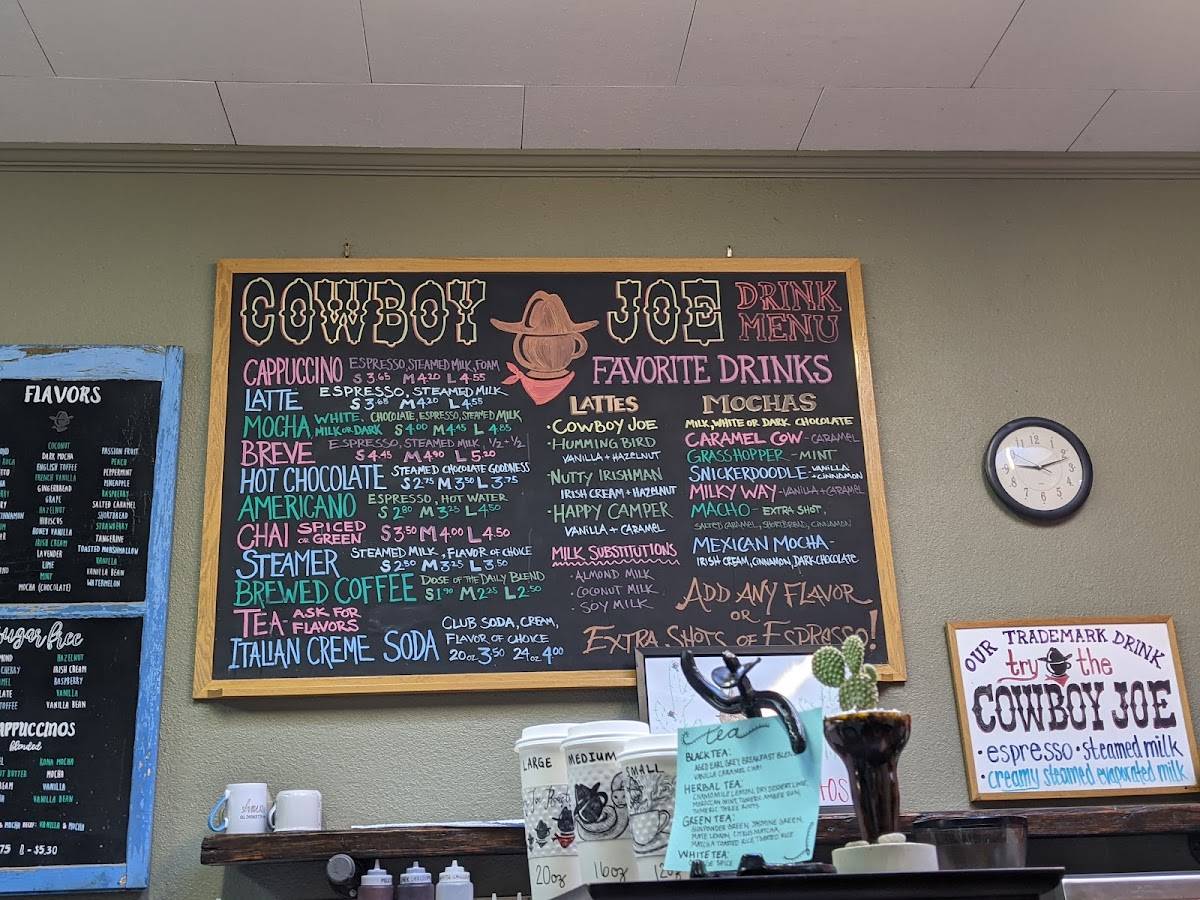 Menu at Cowboy Joe Downtown cafe, Elko