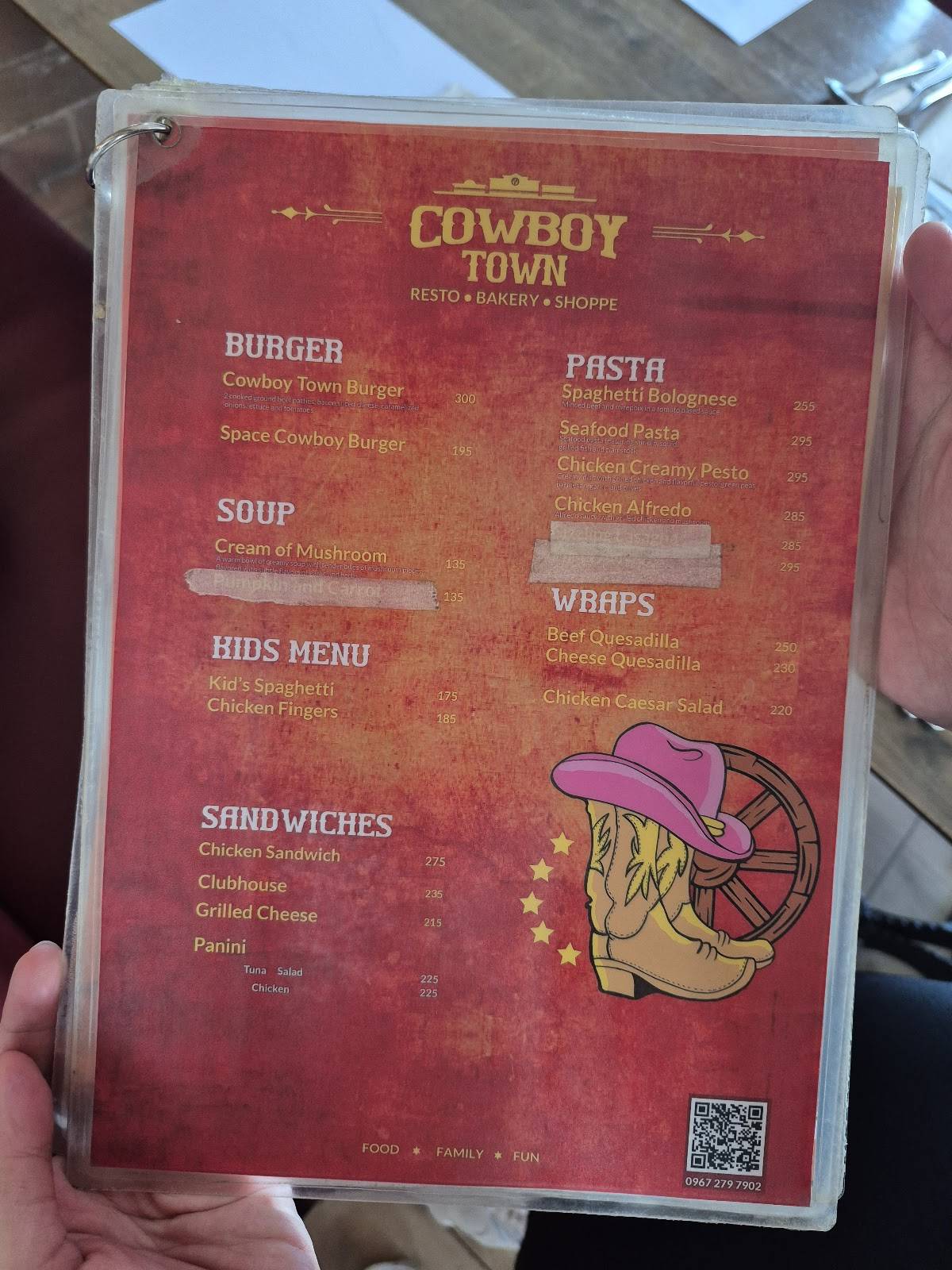 Menu at Cowboy Town Resto, Bakery and Shoppe, Impasug-ong
