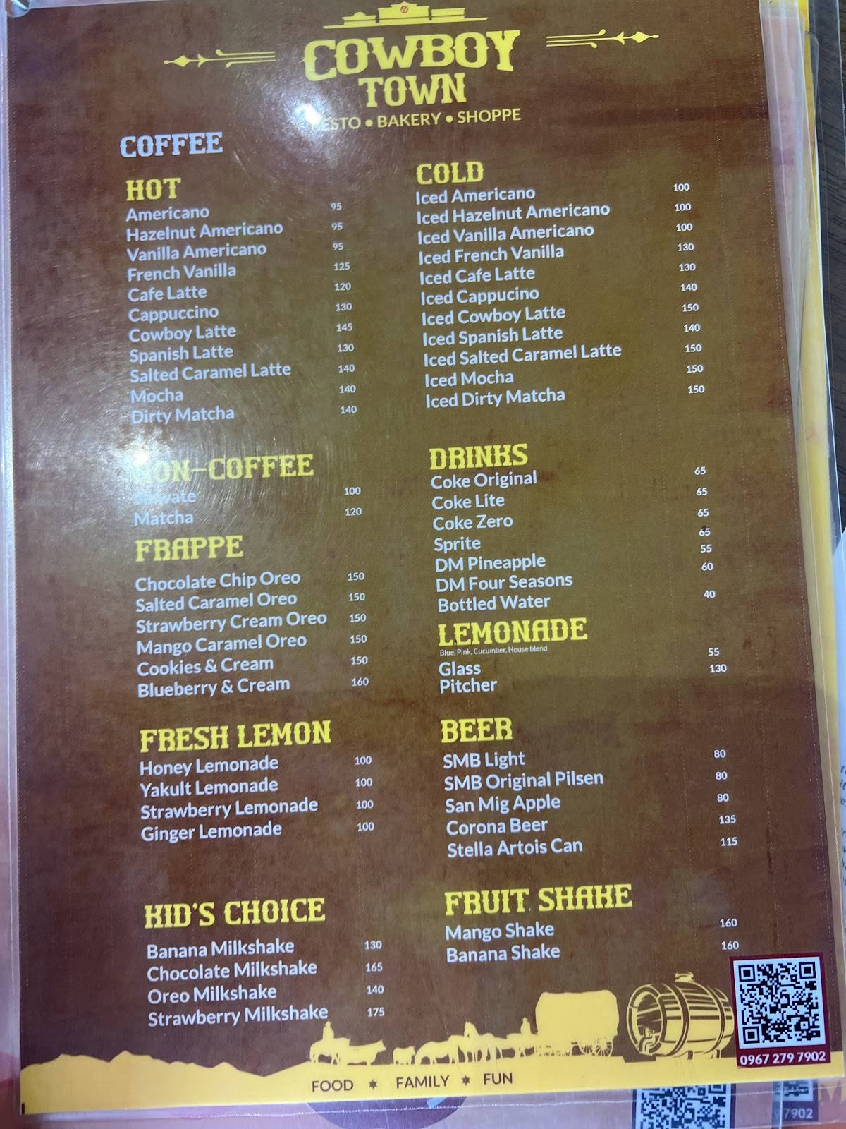 Menu at Cowboy Town Resto, Bakery and Shoppe, Impasug-ong