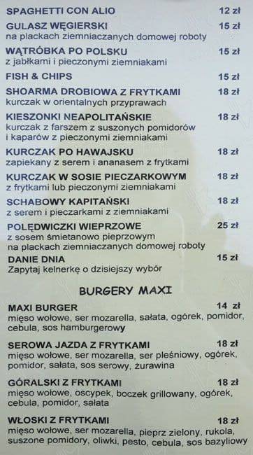 Menu at Coyote pub & bar, Warsaw, ul. Hanki Czaki 2
