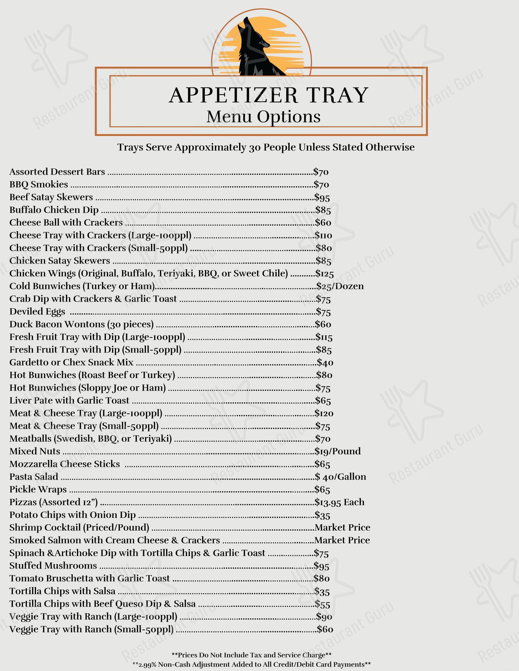 Menu at Coyote Moon Grille restaurant, St. Cloud