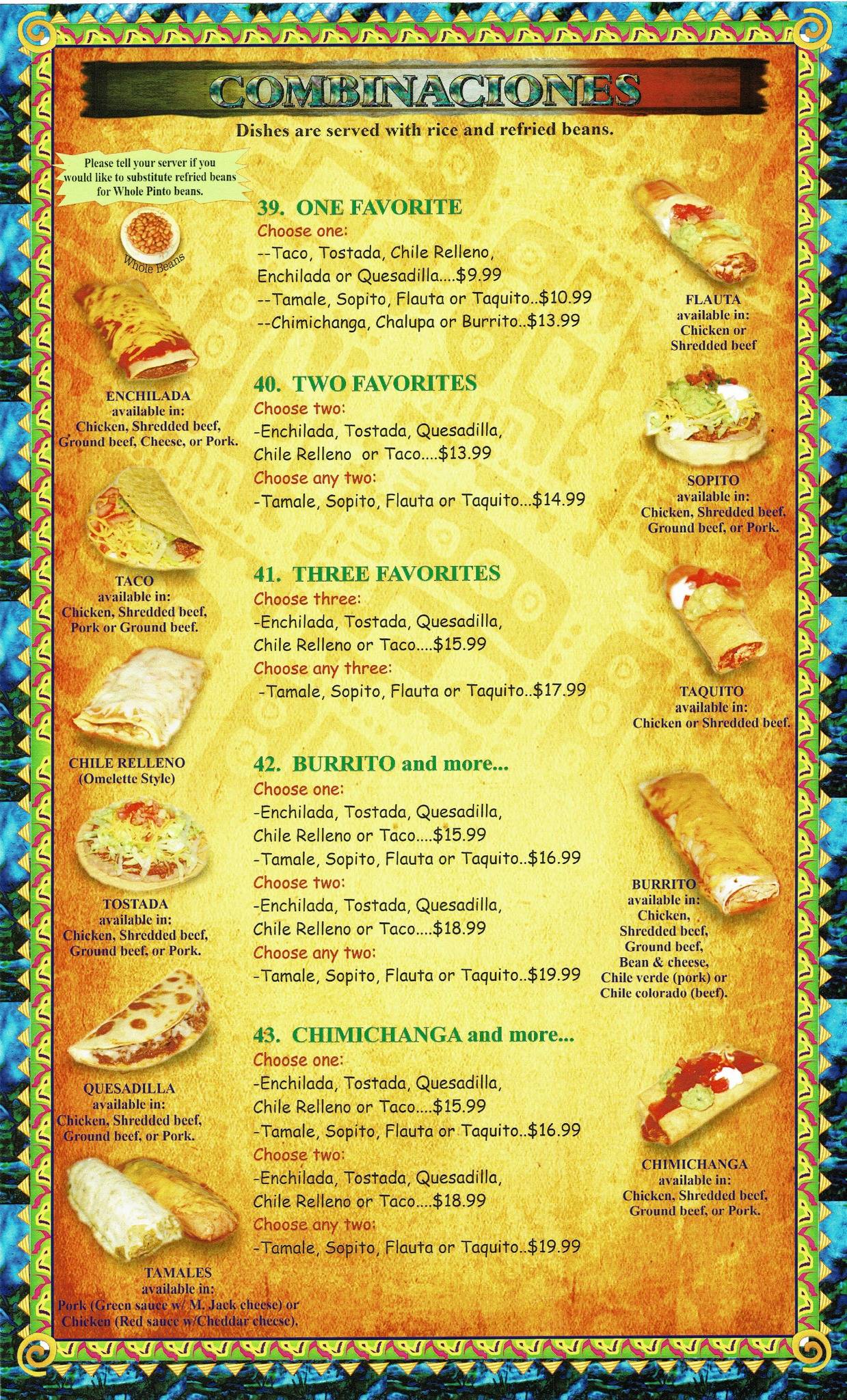 Menu at Cozumel Family Mexican Restaurant, Salem