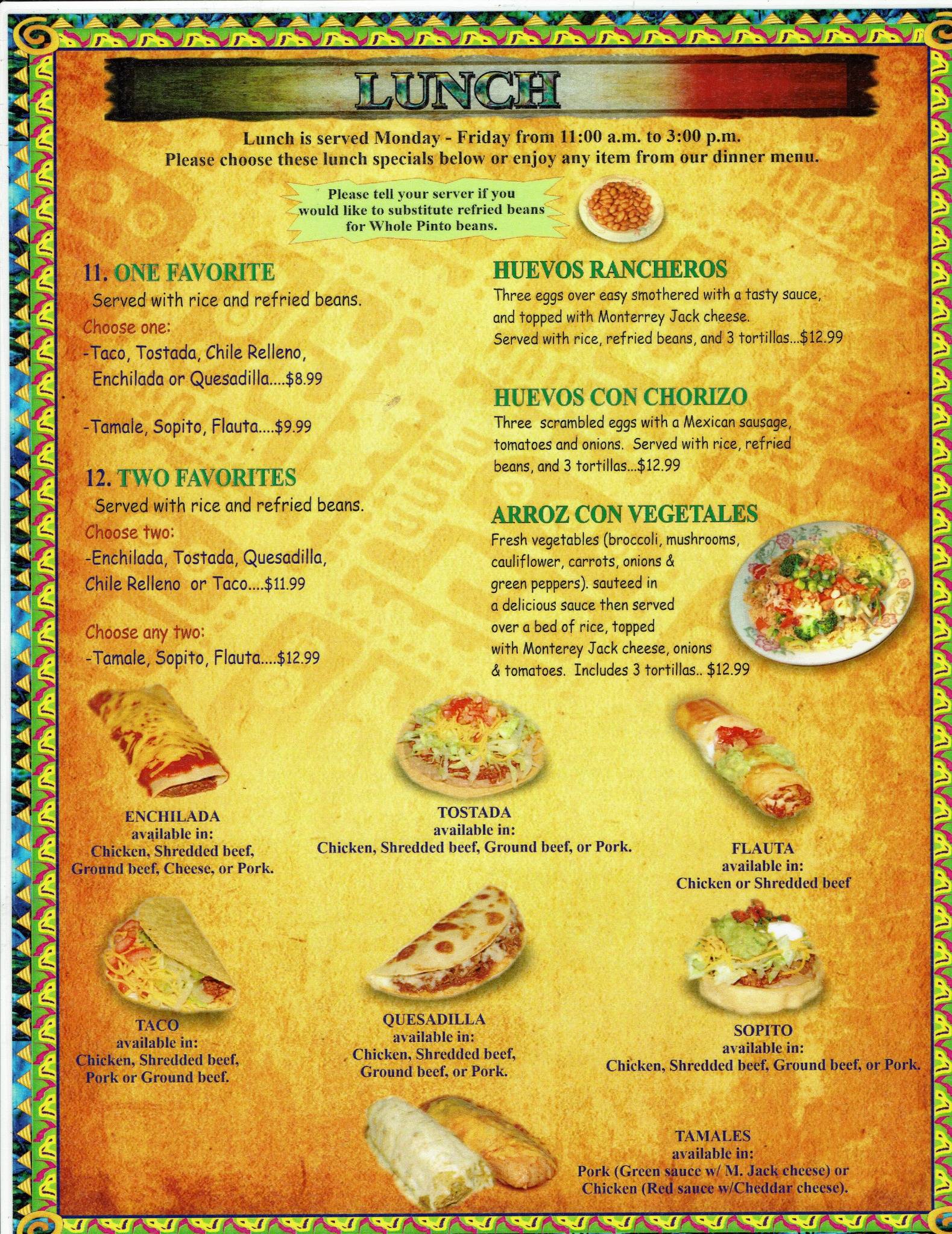 Menu at Cozumel Family Mexican Restaurant, Salem