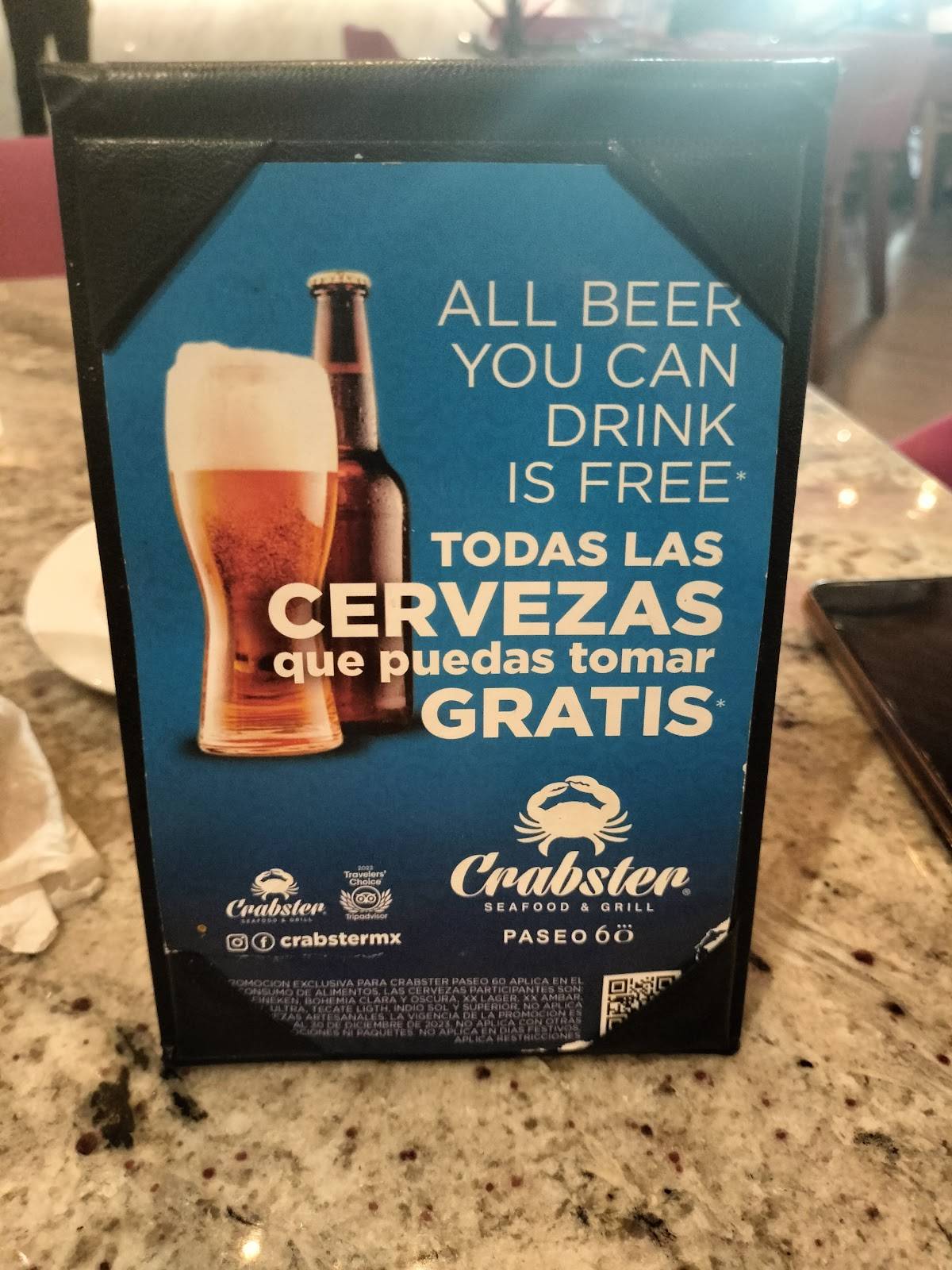 Carta del restaurante Crabster, Merida