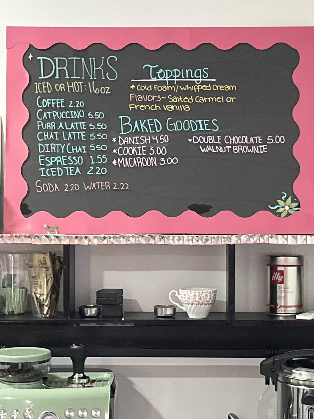 Menu at Craig’s Cat Cafe, Spring City