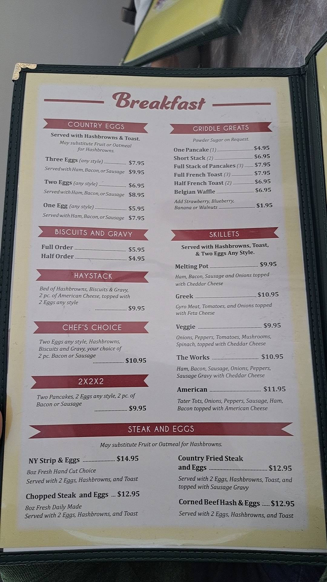 Menu at Cranberries restaurant, Jasper