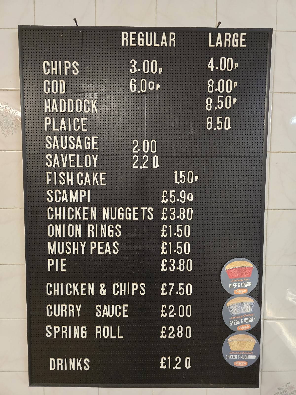 Menu at Cranleigh Fish Bar, Cranleigh