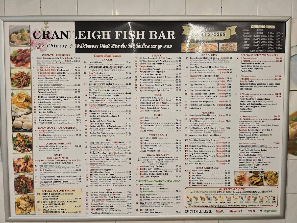 Menu at Cranleigh Fish Bar, Cranleigh