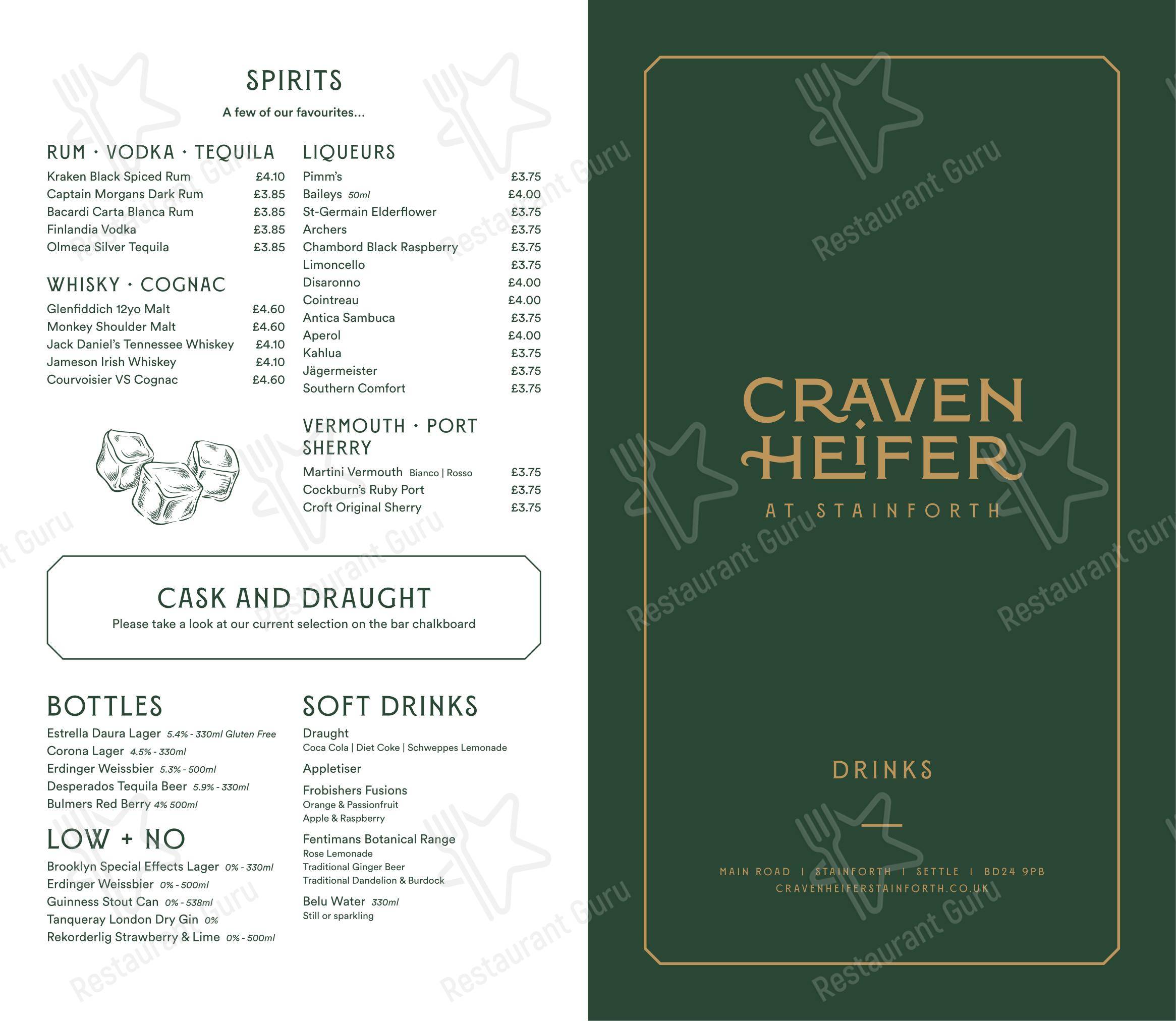 Menu at Craven Heifer at Stainforth pub & bar, Stainforth