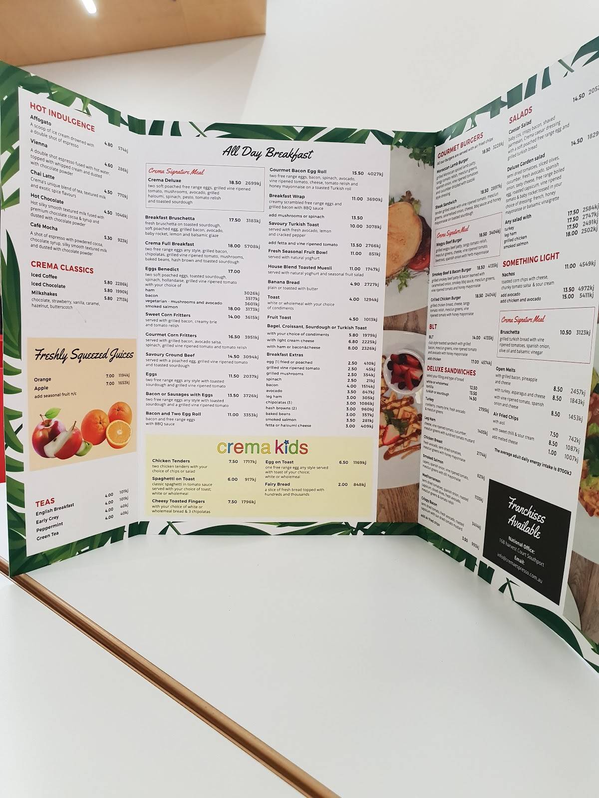 Menu at Crema Espresso cafe, Elanora, Shop/230 The Pines Shopping ...