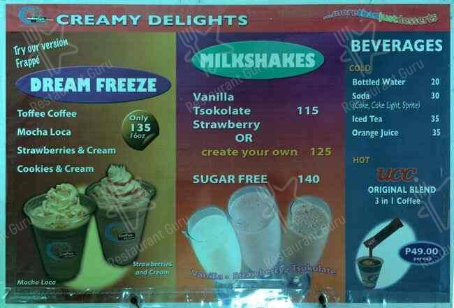 Menu at Crepes & Cream desserts, Cebu City, ayala center cebu
