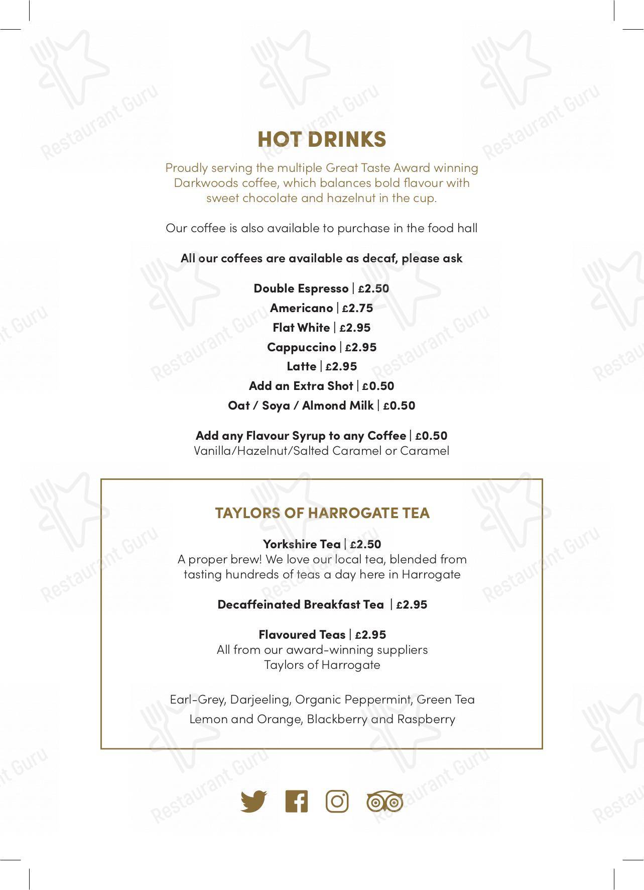 Menu at Weetons Leeds Road restaurant, Harrogate