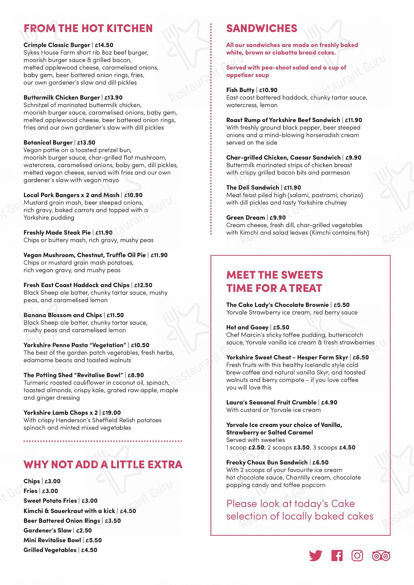 Menu at Weetons Leeds Road restaurant, Harrogate