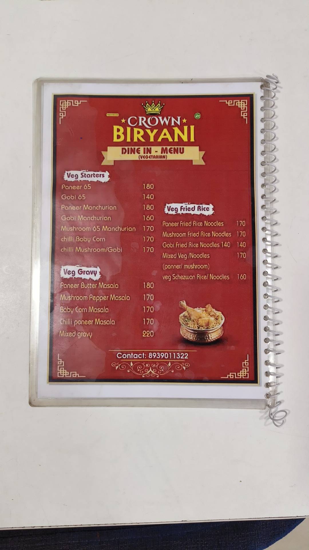 Menu at Crown Biryani, Chennai