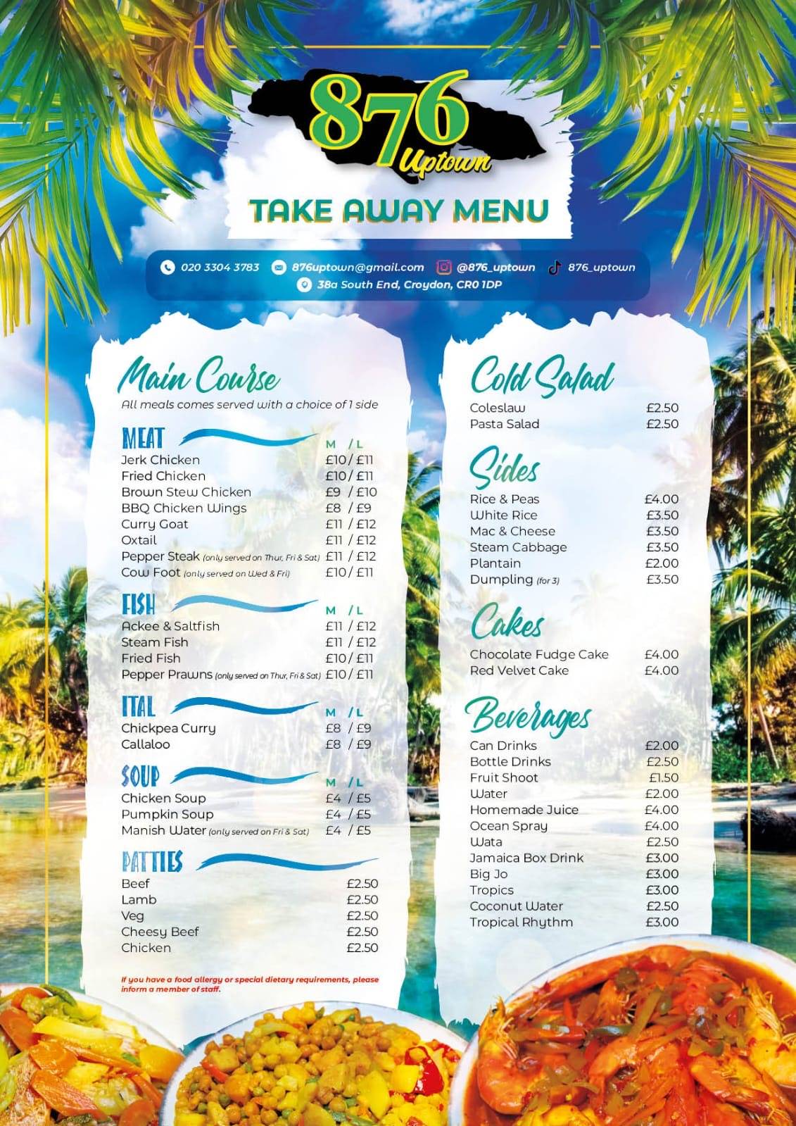 Menu at 876 Uptown restaurant, Croydon