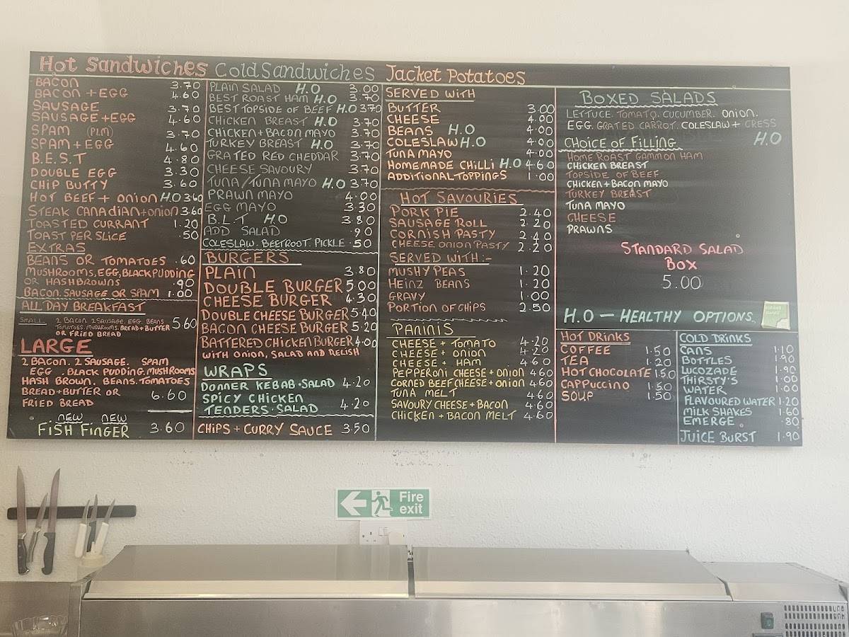Menu at Crumbs cafe, Wakefield