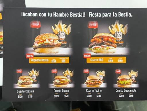 Carta del restaurante Cuarto del kilo, San Pedro Garza García