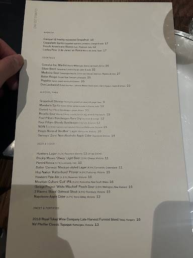 Menu at Cumulus Inc. pub & bar, Melbourne